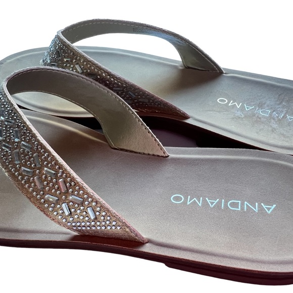 Andiamo | Shoes | Andiamo Tan Sandal Flipflop With Gold Shimmering ...